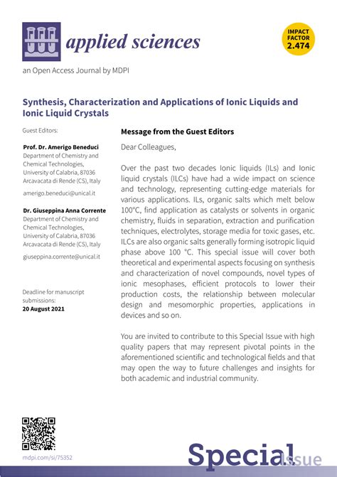 Pdf Special Issue Synthesis Characterization And Applications Of