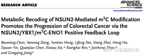 易基因：adv Sci：nsun2介导m5c修饰代谢重编程促进肿瘤进展 揭示治疗新选择｜项目文章 深圳市易基因科技 博客园