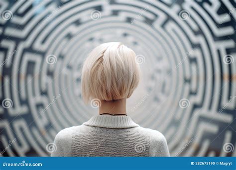 Woman Lost In Labyrinth Troubled Woman Finding Way Out Confused Mind