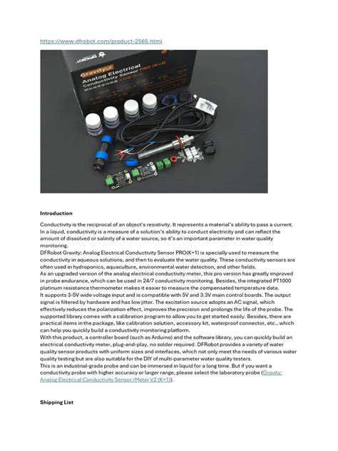 Conductivity Sensor 1 Pdf Electrical Resistivity And Conductivity