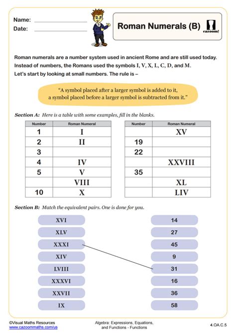 Roman Numerals B Fun And Engaging 4th Grade Pdf Worksheets