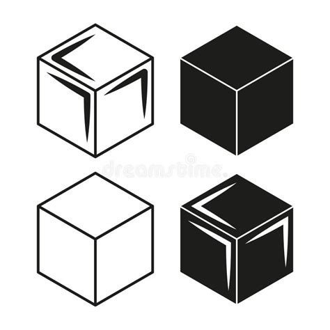 Cube Icons Set Geometric Black Shapes Vector 3d Cubes Abstract