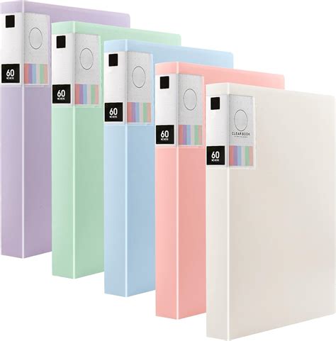 Zoenhou Pack Of 5 A4 Display Books With Plastic Sleeves And Clear Film