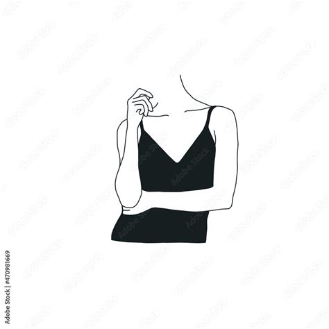 Sensual Linear Minimalistic Female Figure In Underwear Abstract Vector