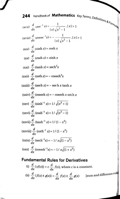 Differentiation Formulas For Class 12 Pdf Class 12 Easy