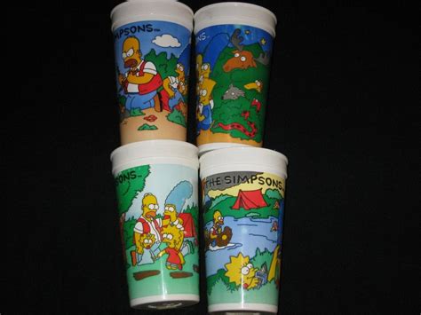 The Simpsons 1990 Set Of 4 Burger King Giveaway Large Plastic Cups