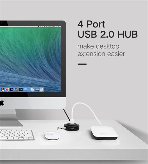Ugreen Usb Hub 4 Port Usb 2 0 Splitter Switch With Micro Usb Charging Port For Imac Computer