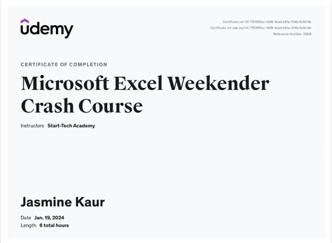 Jasmine Kaur On Linkedin Microsoftexcel Udemycertification