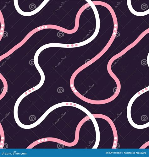 Naive Seamless Squiggle Pattern With Bright Pink And White Wavy Lines