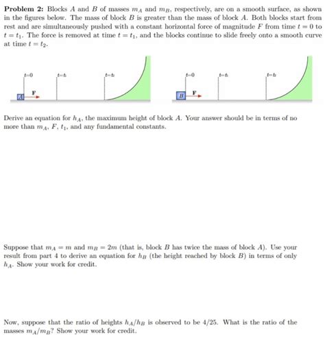 Solved Problem 2 Blocks A And B Of Masses Ma And Mb