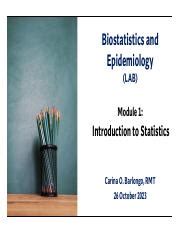 Biostat And Epid Lab Module 1 Lecture 26 Oct 2023 1 Pdf Biostatistics And Epidemiology LAB