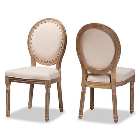 Louis Traditional French Inspired Beige Fabric Upholstered And Antique