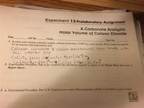 solved experiment 13 prelaboratory assignment a carbonate
