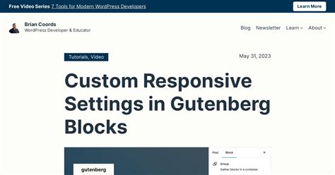 Custom Responsive Settings In Gutenberg Blocks Brian Coords