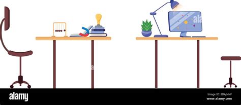 Scientist Workplace Flat Object Set Stock Vector Image And Art Alamy