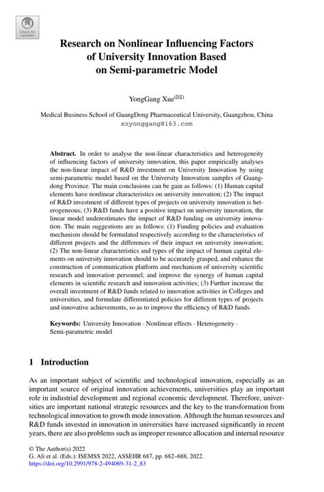 PDF Research On Nonlinear Influencing Factors Of University Innovation Based On Semi