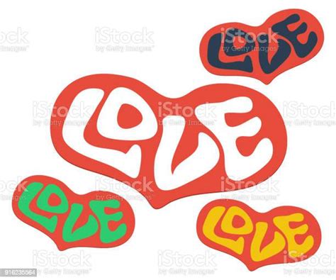 심장의 집합입니다 마음으로 단어 사랑입니다 벡터 사랑 마음입니다 T셔츠의 복 인쇄 포스터 카드 디자인 등 텍스트 3차원 형태에 대한 스톡 벡터 아트 및 기타 이미지 Istock