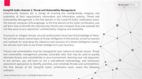 Comptia Cysa Domain 1 Threat And Vulnerability Management Pptx Information And Network