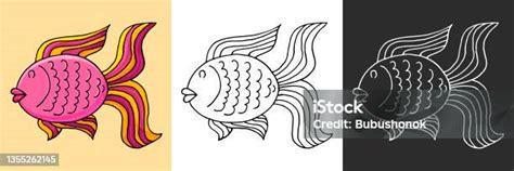 아이콘 집합입니다 멋진 물고기 손으로 그리기 스타일의 해양 테마 아이콘 의류용 아이콘 배지 스티커 인쇄 그래픽 프린트에 대한 스톡 벡터 아트 및 기타 이미지 Istock