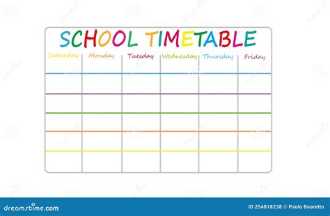 School Timetable Template Hand Drawn Classroom Timetable Plan Note