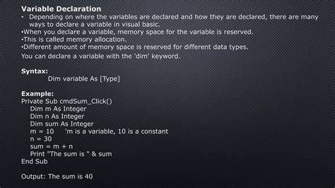 visual basic fundamentals ppt