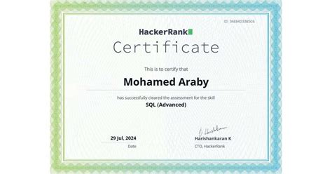 I Earned A Hackerrank Advanced Sql Certificate Mohamed Araby Posted On The Topic Linkedin