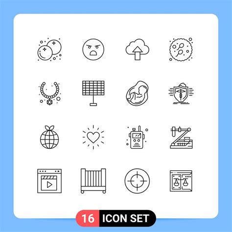 16 Universal Outlines Set For Web And Mobile Applications Necklace