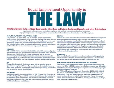 Eeoc Poster Free From The Federal Department Of Labor 2 Page Download