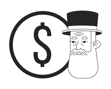 자본주의 돈 Bw 개념 벡터 자리 그림 웹 Ui 디자인 편집 가능한 격리된 색상 영웅 이미지에 대한 흰색에 부자 2d 만화 플랫