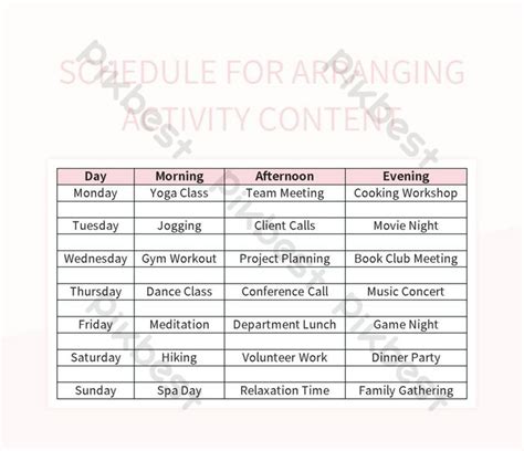 Best Practices For Organizing Activity Content Schedule Excel