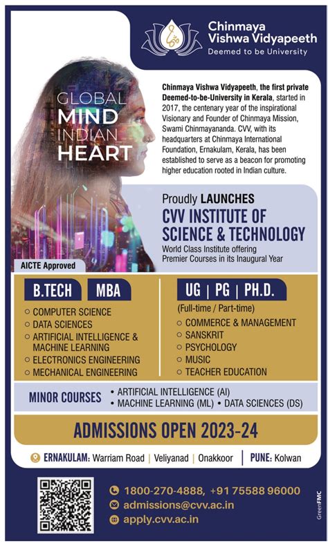 Chinmaya Vishwa Vidyapeeth Admisions Open 2023 24 Ad In Deccan Chronicle Advert Gallery