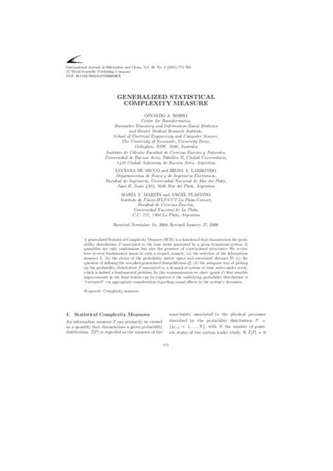 Pdf Generalized Statistical Complexity Measure