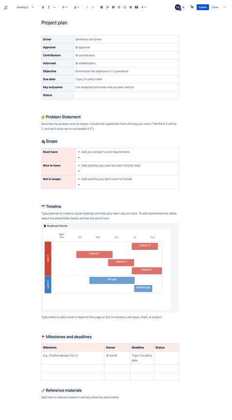 프로젝트 계획 템플릿 Atlassian