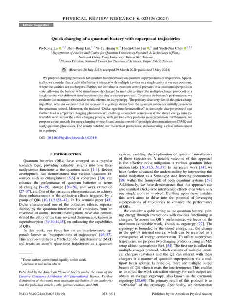 Pdf Quick Charging Of A Quantum Battery With Superposed Trajectories