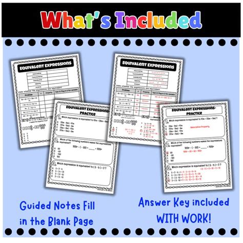 Equivalent Expressions Notes Interactive And Guided Practice No Prep
