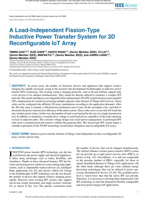 Pdf A Load Independent Fission Type Inductive Power Transfer System For 3d Reconfigurable Iot