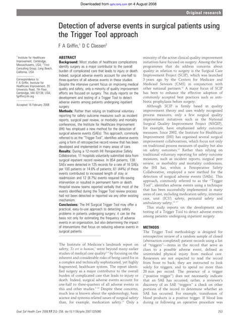 Pdf Detection Of Adverse Events In Surgical Patients Using The