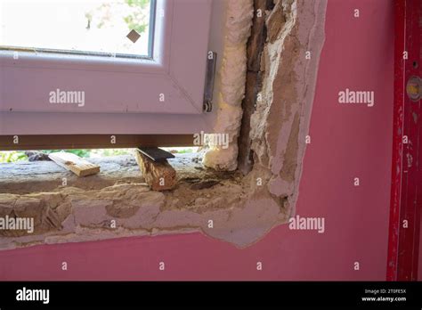 Just Installed A New Window Without Foam Stock Photo Alamy
