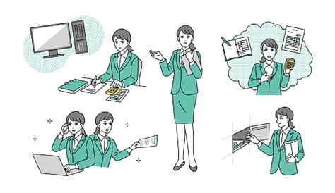 회계 직책에 있는 사업가들의 다양한 비즈니스 장면의 일러스트레이션 세트 계산기에 대한 스톡 벡터 아트 및 기타 이미지 계산기 계획 고용과 노동 Istock