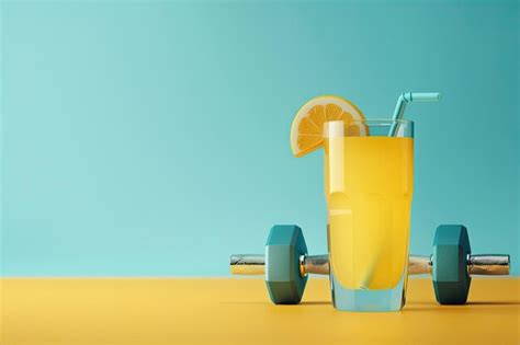 Isotonic Drink With Dumbbell Mockup Premium Ai Generated Image