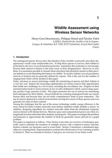 Pdf Wildlife Assessment Using Wireless Sensor Networks Dokumentips
