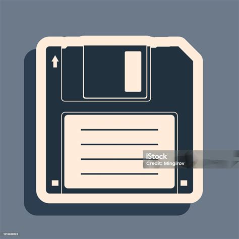 회색 배경에 격리 된 컴퓨터 데이터 저장 아이콘용 검은 색 플로피 디스크 디스켓 기호입니다 긴 그림자 스타일입니다 벡터 일러스트레이션 검은색에 대한 스톡 벡터 아트 및 기타