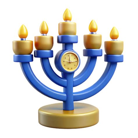 Menorah With Clock Timed Candles 56411110 Png