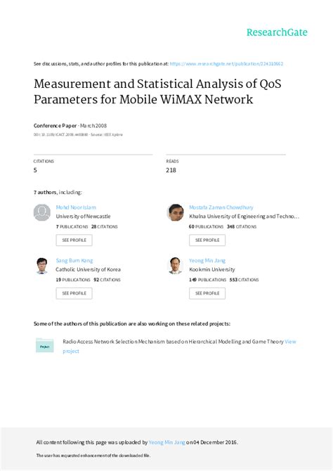 pdf measurement and statistical analysis of qos parameters for mobile