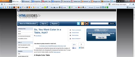 website design page margins in html