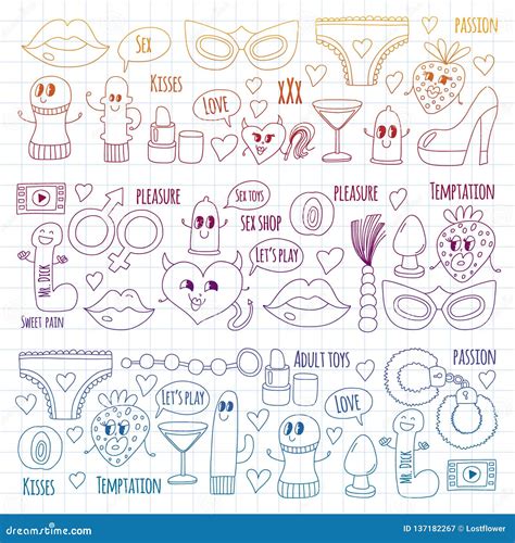 Funny Icons For Sex Shop Cute Cartoon Characters Dildo Strawberry