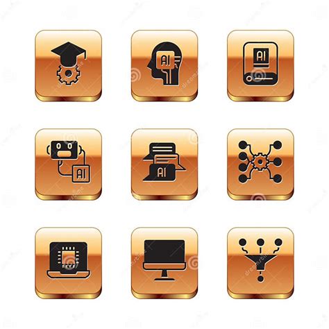 Set Graduation Cap Processor Cpu Computer Monitor Chat Bot