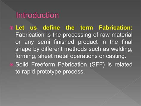 Solid Freeform Fabrication Sff Pptx
