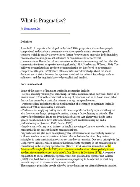 What Is Pragmatics Pdf Second Language Acquisition Linguistics