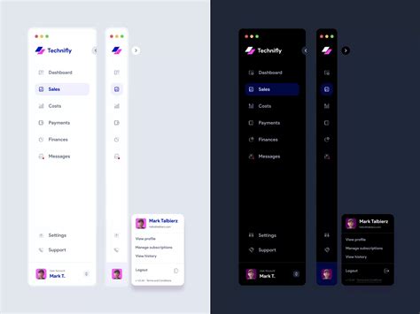 Collapsing Sidebar Navigation Light And Dark Mode By Marek Talbierz For The Software House On